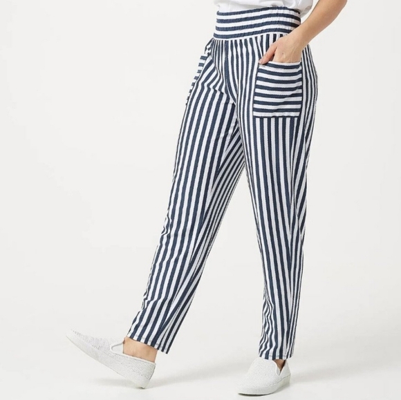 AnyBody | Pants & Jumpsuits | Comy Dark Navy Stripe Pants Xl | Poshmark